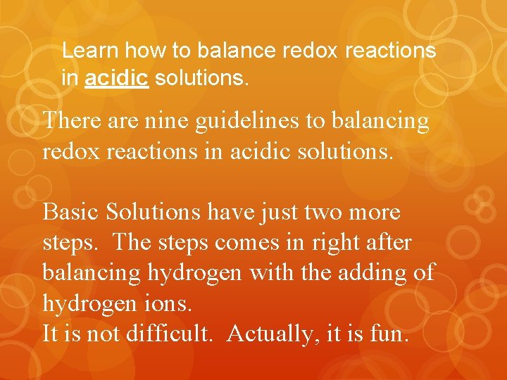 OxidationReduction Reactions Balancing Redox reactions in Basic solutions