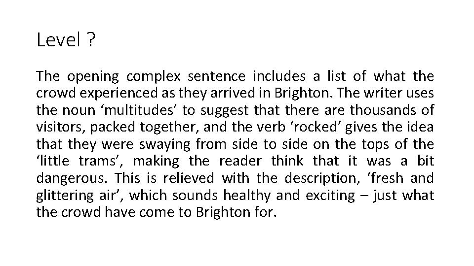 English Language Paper 1 Brighton Rock SECTION A