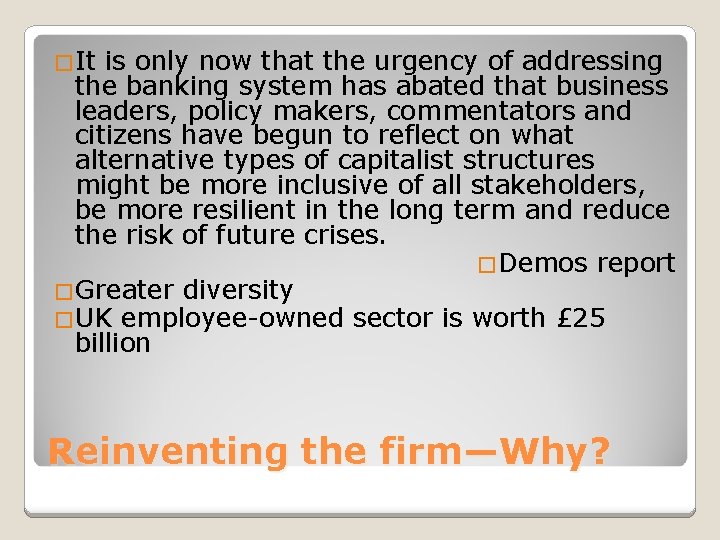 Ownership and Governance Why Cooperatives Matter What are