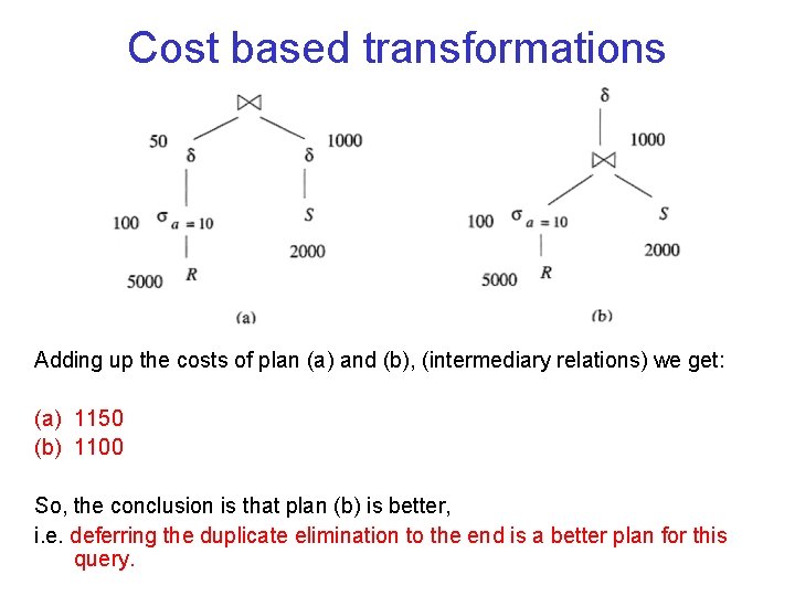 CostBased Transformations Why estimate costs Sometimes we dont