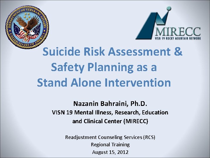 Suicide Risk Assessment Safety Planning as a Stand