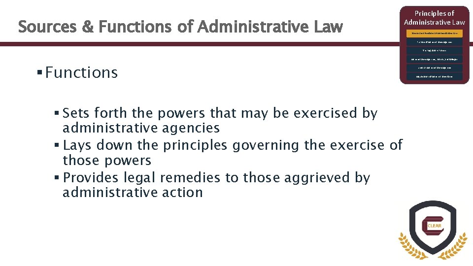 Principles of Administrative Law and the Regulatory Process