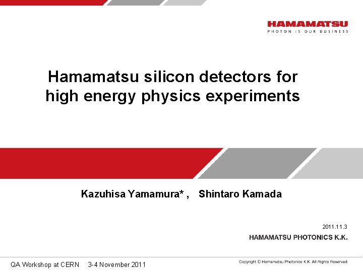 Hamamatsu silicon detectors for high energy physics experiments