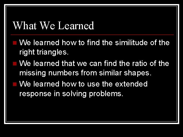 EXPLORING SIMILAR TRIANGLES BY WALEED MELISSA AND RAYMOND