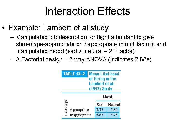Ch 10 Basic Logic of Factorial Designs Interaction