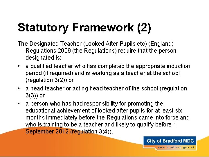 The role and responsibilities of the designated teacher