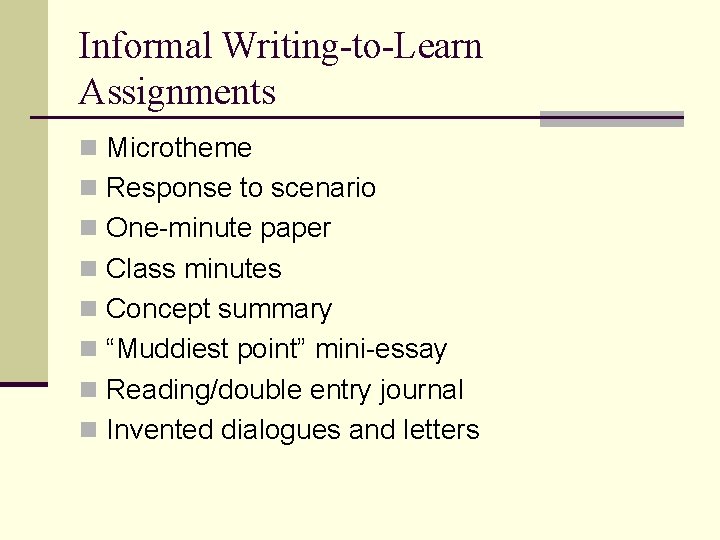 Writing Assignment and Rubric Design ORU Boxed Luncheon