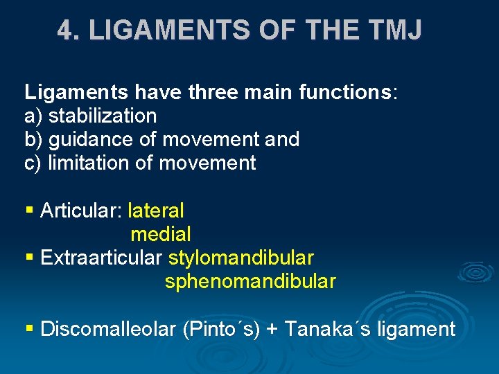 ARTICULATIO TEMPOROMANDIBULARIS Temporomandibular joint Allows for ...