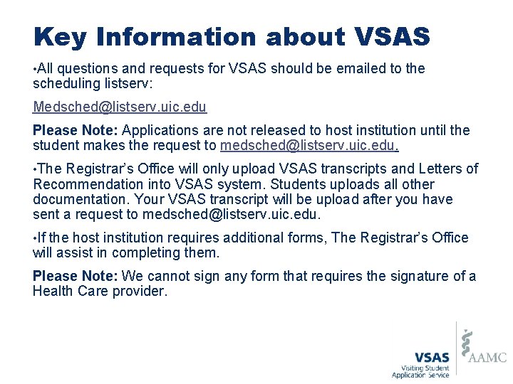 Visiting Student Application Service VSAS Student Overview What
