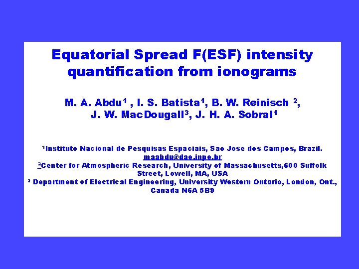 Equatorial Spread FESF intensity quantification from ionograms M