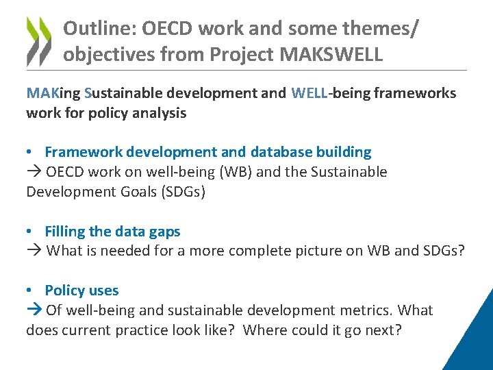OECD WORK ON WELLBEING AND SDGS REFLECTIONS IN