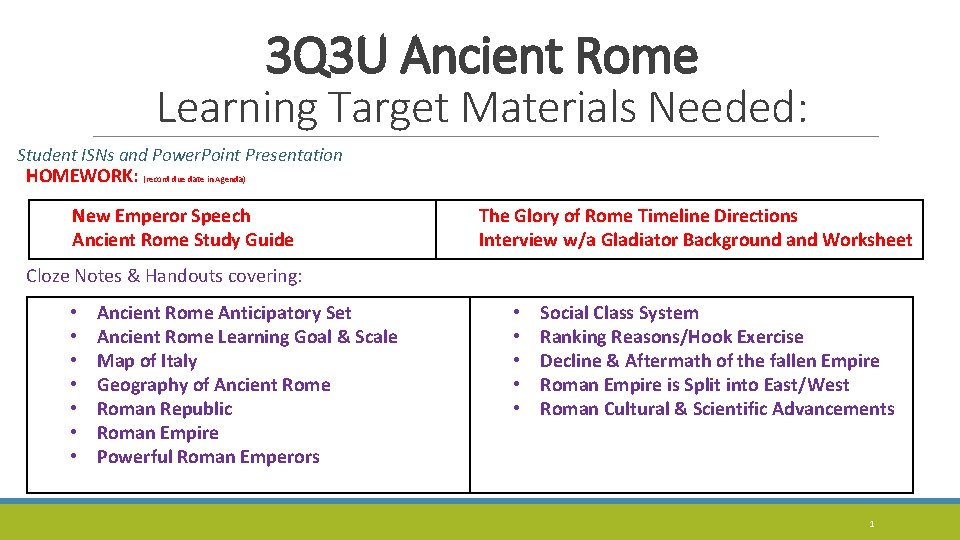 3 Q 3 U Ancient Rome Learning Target