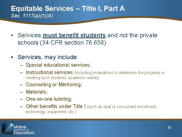 Providing Equitable Services Under ESSA Provided by the