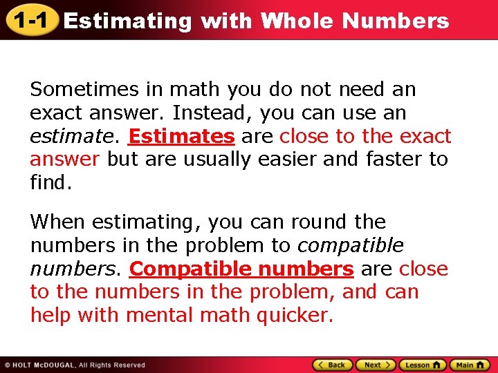 1 1 Estimating with Whole Numbers Warm Up