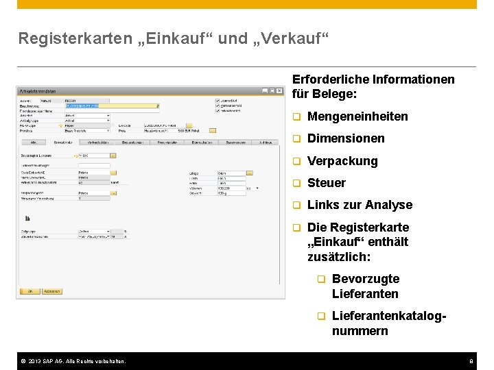 Artikelstammdaten SAP Business One Version 9 0 INTE