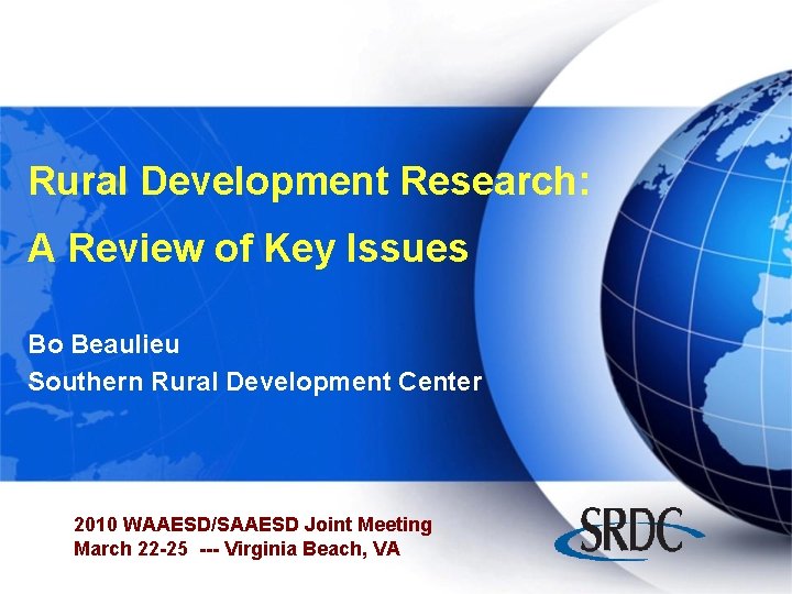 Rural Development Research A Review of Key Issues