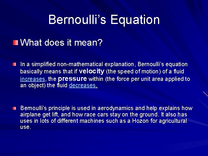 Applications of Bernoullis Principle Georgia CTAE Resource Network