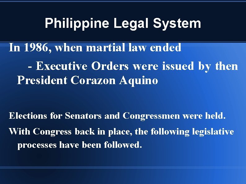 REPUBLIC of the PHILIPPINES Philippine Legal System Government
