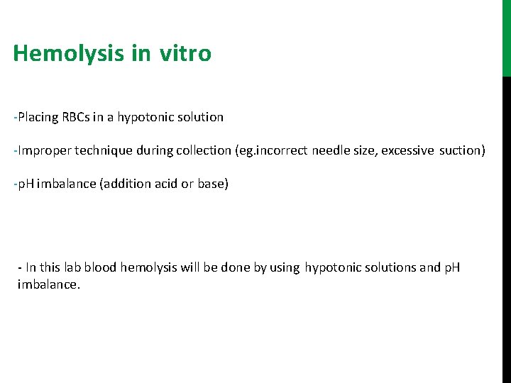 Hemolysing Agents Detection of Blood Blood Hemolysis Hemolysis
