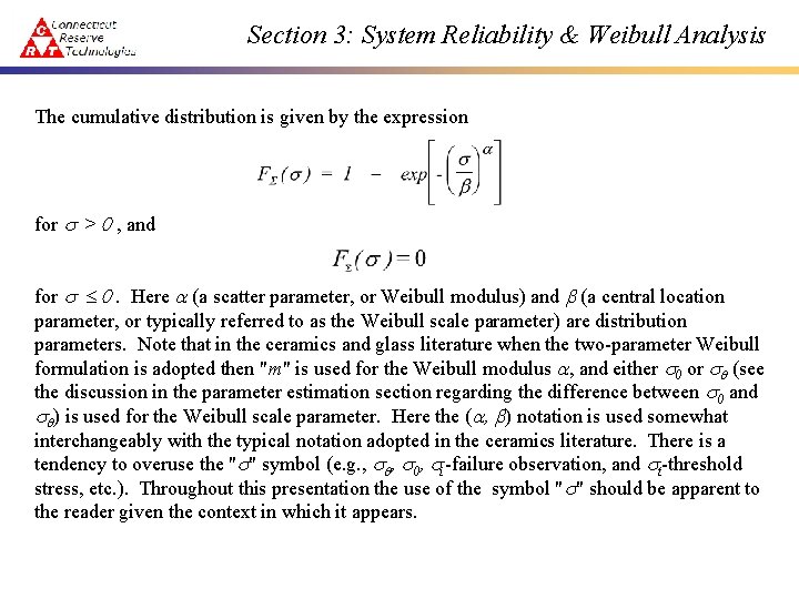 Section 3 System Reliability Weibull Analysis Introduction to