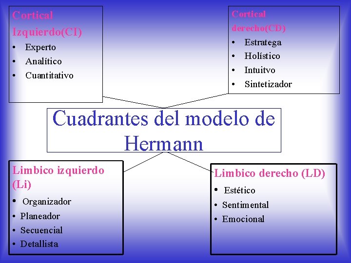 MODELO DE LOS CUADRANTES CEREBRALES DE HERMANN INSTITUCION