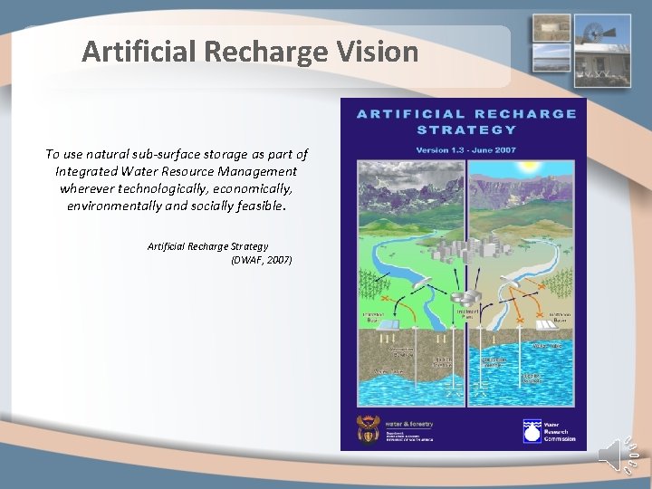 Artificial Groundwater Recharge What you need to know