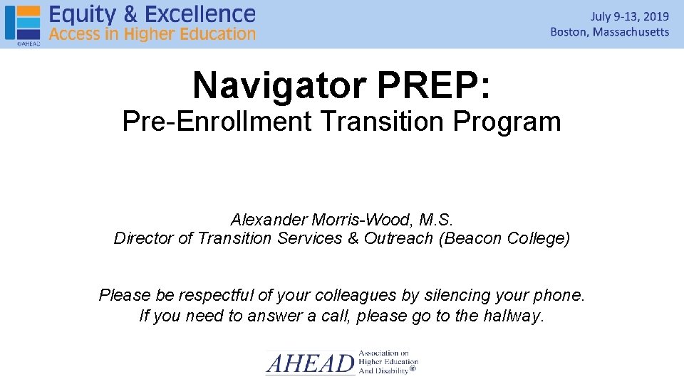 Navigator PREP PreEnrollment Transition Program Alexander MorrisWood M