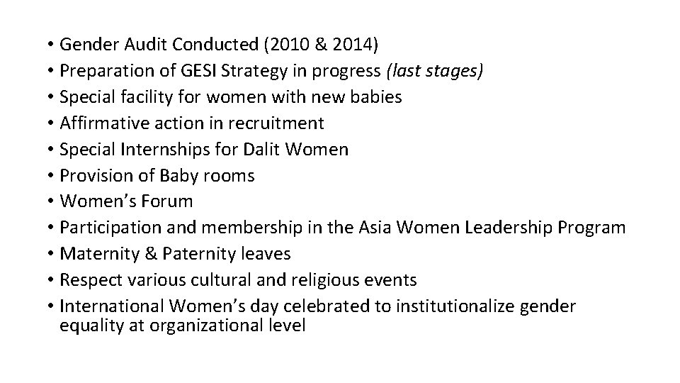 GED Strategies and Policies to prevent PSEA CARE