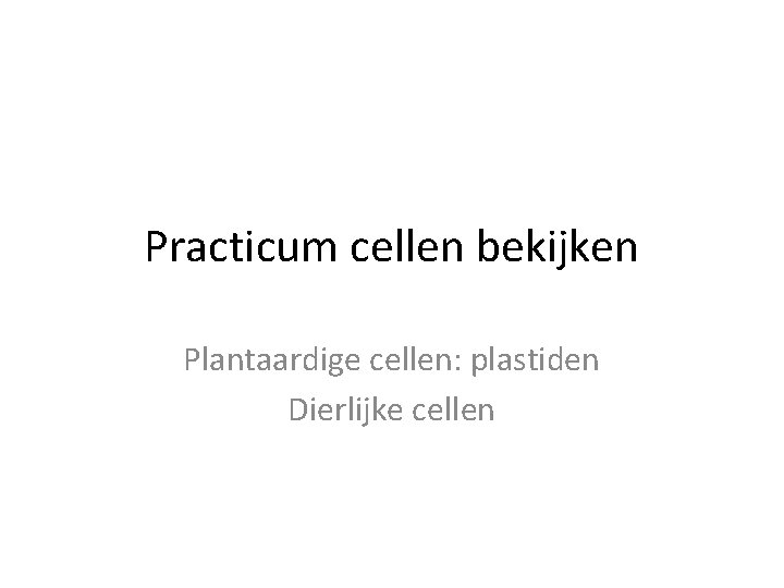 Practicum cellen bekijken Plantaardige cellen plastiden Dierlijke cellen