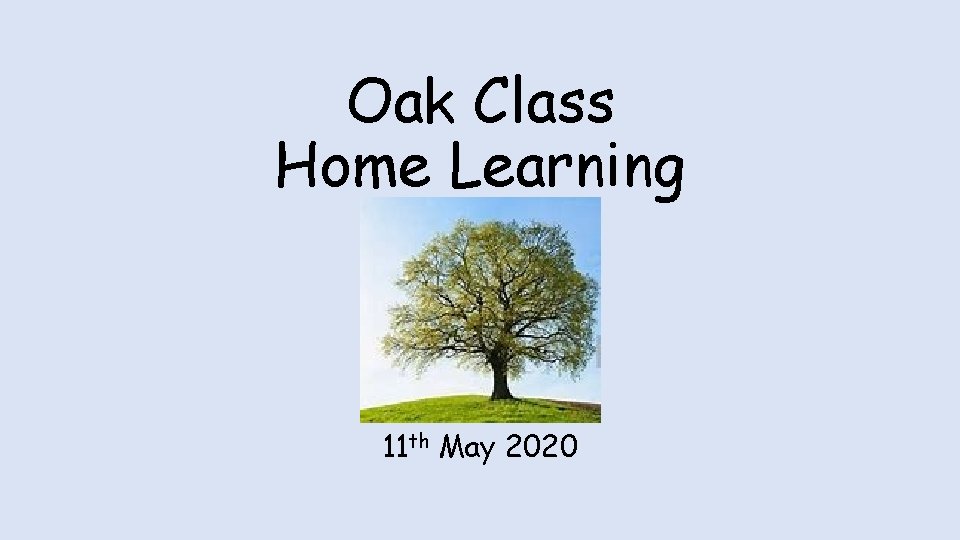 Oak Class Home Learning 11 th May 2020