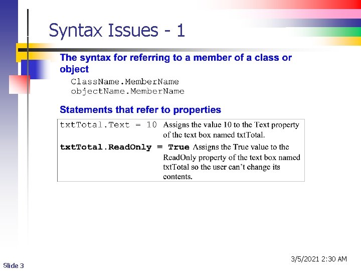 Lecture Set 3 Introduction to Visual Basic Concepts