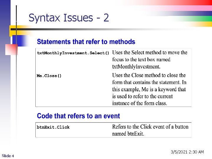 Lecture Set 3 Introduction to Visual Basic Concepts
