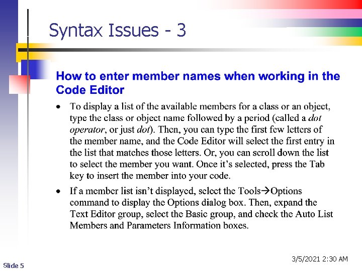 Lecture Set 3 Introduction to Visual Basic Concepts