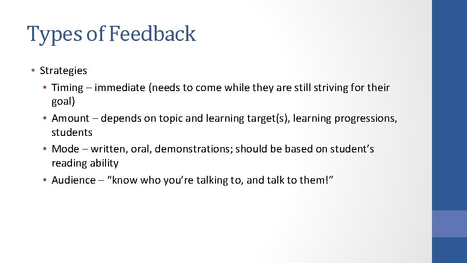 Chapter 9 HighLeverage Practice 4 Feedback Types of