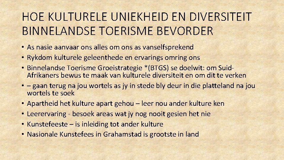 KULTUUR EN DIVERSITEIT TOERISME BEVORDER HOE KAN KULTURELE
