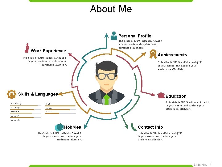 About Me Personal Profile Work Experience This slide