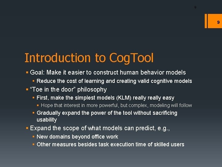 1 Cog Tool Exercise HumanComputer Interaction All examples