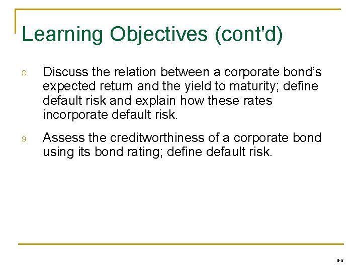 Chapter 8 Valuing Bonds Chapter Outline 8 1