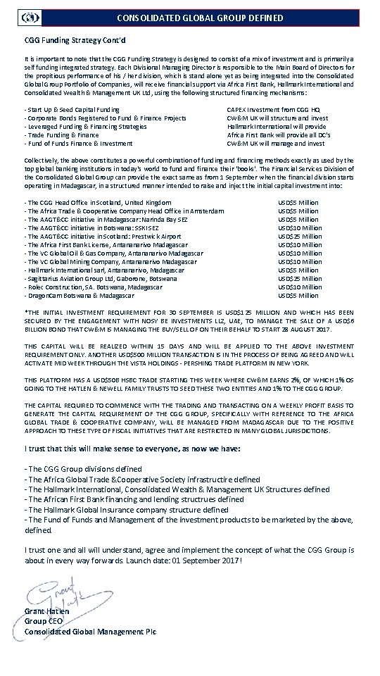 INTRODUCING THE CONSOLIDATED GLOBAL GROUPs Africa Global Trade