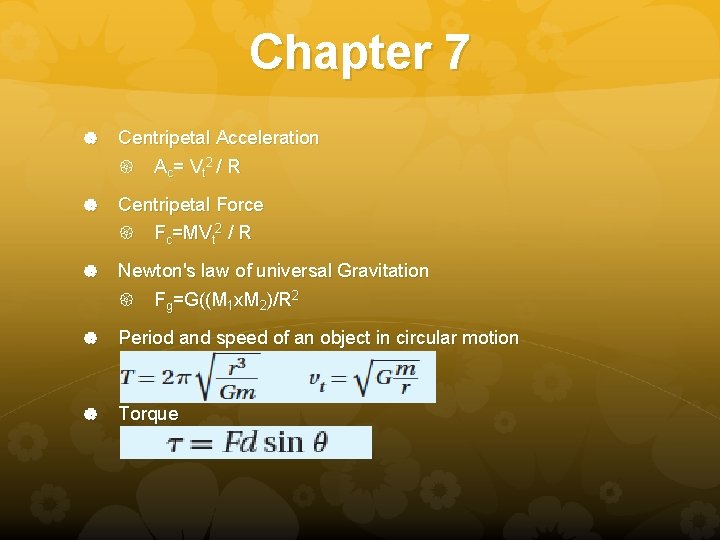 Chapter 7 Centripetal Acceleration Ac Vt 2 R