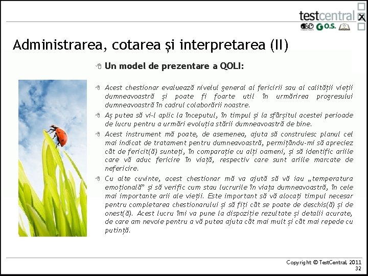 Quality of Life Inventory Inventarul Calitii Vieii QOLI