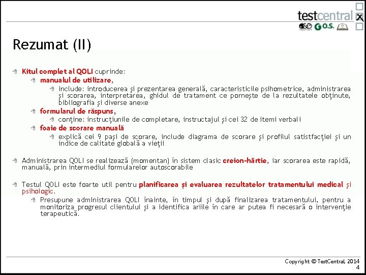 Quality of Life Inventory Inventarul Calitii Vieii QOLI