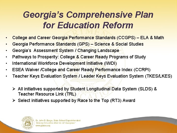 Historical Overview of Georgias Standards Dr John Barge