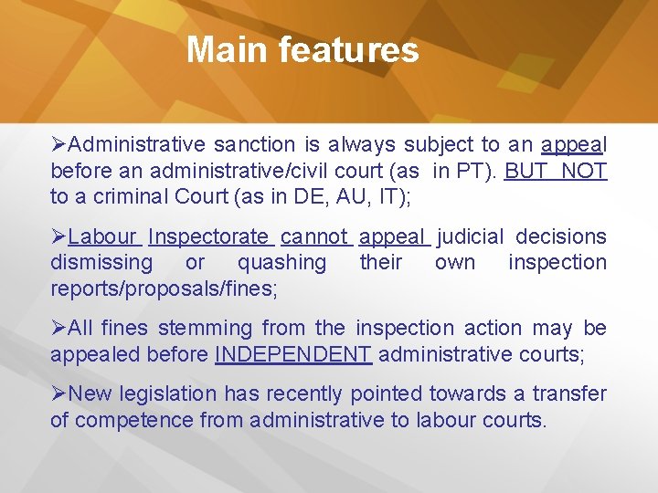Labour inspection sanctions and the judiciary comparative context