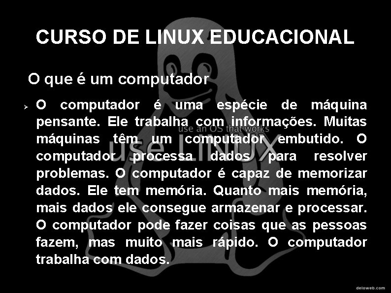 CURSO DE LINUX EDUCACIONAL INTRODUO A INFORMTICA CURSO