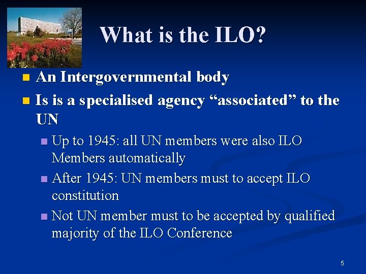 THE INTERNATIONAL LABOUR ORGANIZATION WWW ILO ORG Modena