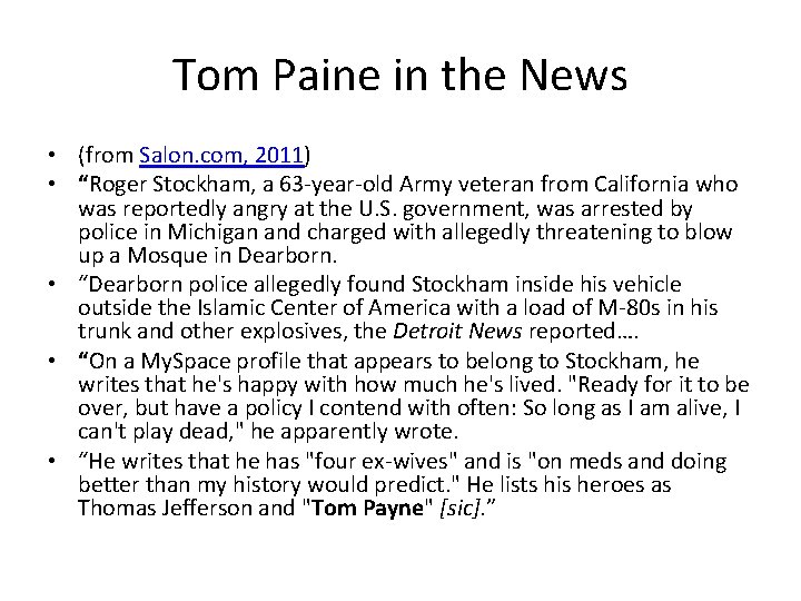 1 THE DEATH AND REBIRTH OF TOM PAINE