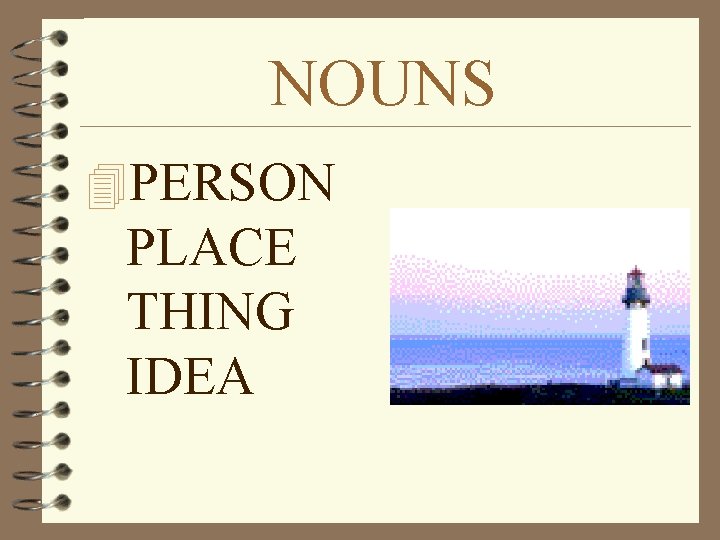 PARTS OF SPEECH NOUNS 4 PERSON PLACE THING