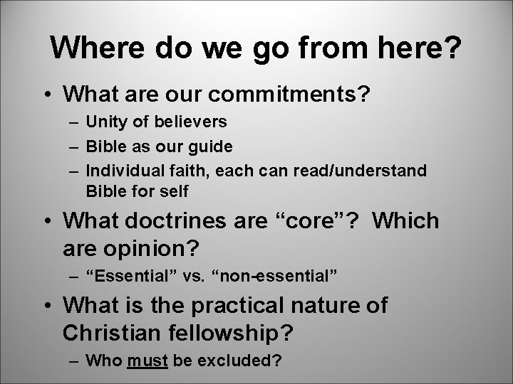 The Story Continues The Future of Restorationism Where