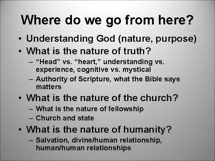 The Story Continues The Future of Restorationism Where